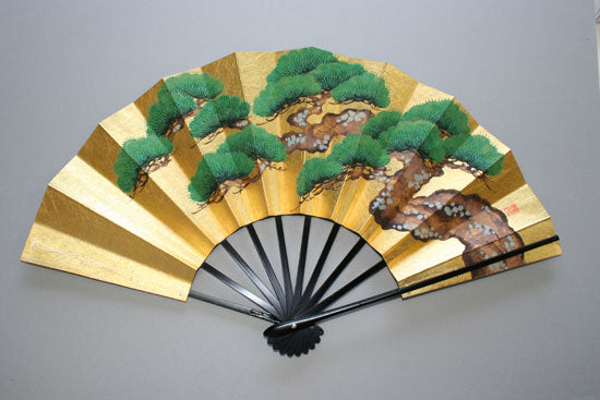 Green Pine and Bamboo Fan