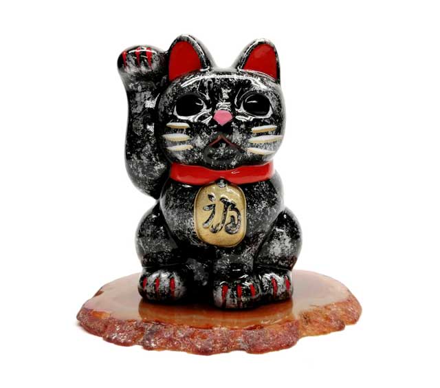 Premium Maneki Neko Black & Silver